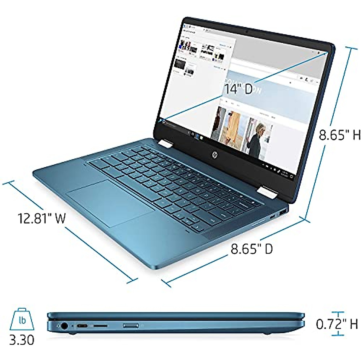 HP 14 Laptop, 14-inch X360 Chromebook Convertible 2-in-1 Touch Screen HD Laptop, Intel Celeron N4020 Processor, 4GB RAM, 64GB eMMC, 802.11ac, Bluetooth, Chrome OS, W/Silmarils Travel Accessories