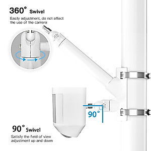 2-in-1 Pole Mounting Bracket for Stick Up Cam ProSolar Panel, Spotlight Cam Battery and Stick Up Cam Battery Outdoor Mount Accessories for Ring Solar Panel (White, not Apply to Spotlight Cam Pro/Plus)