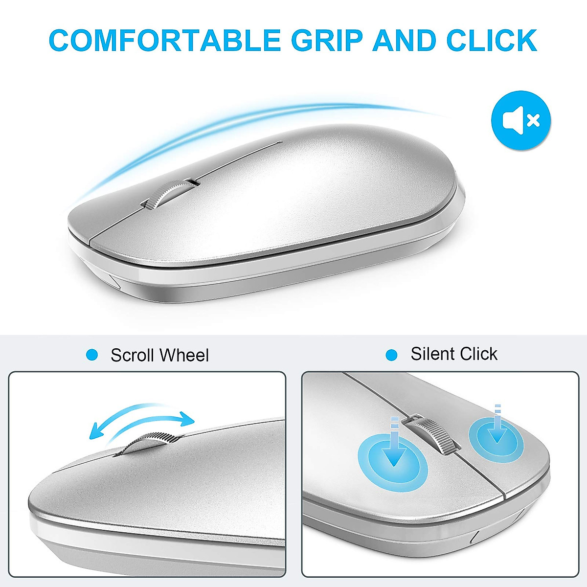 Wireless Keyboard and Mouse Combo for iPad, SPARIN Bluetooth Keyboard Mouse for iPad Pro M4 & iPad Air M2 2024 (13 inch &11 inch), iPad Air 5th 4th Gen, iPad 10th 9th 8th Gen, Silver White