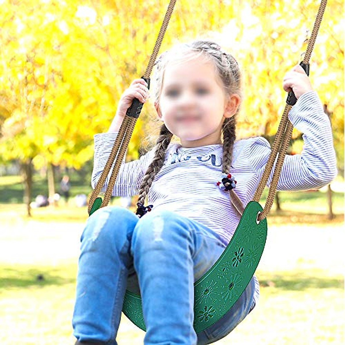 Dolibest Toddler Swing Set Accessories High Back Full Bucket Swing Seats w/Adjustable Rope and 4 Locking Carabiners, Cute Elephant Shape Design 600LB Capacity (2 Pack)