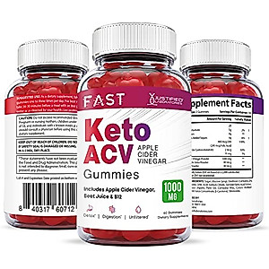 Justified Laboratories (10 Pack) Fast Keto ACV Gummies 1000MG with Pomegranate Juice Beet Root B12 60 Gummys