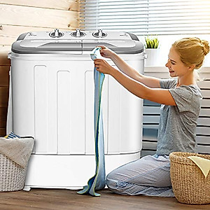 Giantex Washing Machine, Portable Clothes Washing Machines, 13lbs Washer and Spinner Combo, Semi-Automatic Laundry Machine, Compact Twin Tub Mini Washer Machine for Apartment Camping Dorms RV