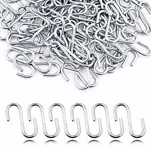 LEEFONE Mini S Hooks Connectors, S Shaped Wire Hook Hangers 100 PCS Hanging Hooks for DIY Crafts, Hanging Jewelry, Key Chain, Tags, Wood Circles (1.18 Inch)
