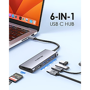 LENTION USB C Hub with 4K HDMI, 3 USB 3.0, SD/Micro SD 3.0 Card Reader, Compatible 2023-2016 MacBook Pro, New Mac Air/Surface, Chromebook, iPhone15 or More, Stable Driver Adapter (C34, Space Gray)