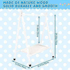 Queekay Kids Clothing Rack Kids Garment Rack for Baby Shower Pets Dolls Baby Dress up Storage Wooden Clothes Organizer with Storage Shelf Hanger Rack(White, Medium)