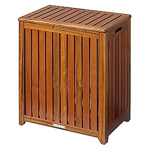 oceanstar Solid Wood Spa Hamper, Brown