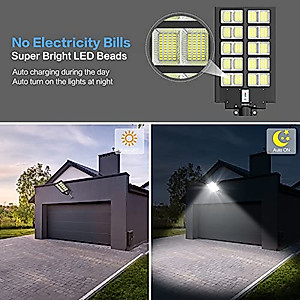 Deepn 1500W Solar Street Light Outdoor Waterproof 120000 Lumens Dusk to Dawn Solar Flood Light Motion Sensor, LED Solar Lights with Remote Control for Parking Lot, Backyard