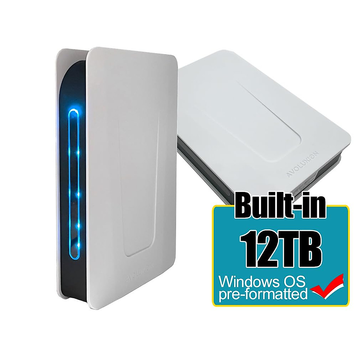 Avolusion PRO-T5 Series 12TB USB 3.0 External Hard Drive for WindowsOS Desktop PC/Laptop (White) - 2 Year Warranty