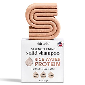 Kitsch Solid Bar Shampoo for Strengthening, Growth, Moisturizing, Vegan - 2 Pack, 6.4 oz, Made in US, Rice Water, Sulfate & Paraben Free, Color Safe, Unisex
