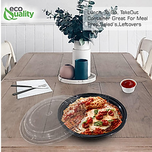 32oz - 10 Count - Round Microwavable Plastic Meal Prep Containers with Lids - Food Storage Container - Certified BPA-Free, Stackable, Reusable Microwave, Dishwasher, Freezer Safe, Disposable (Black)