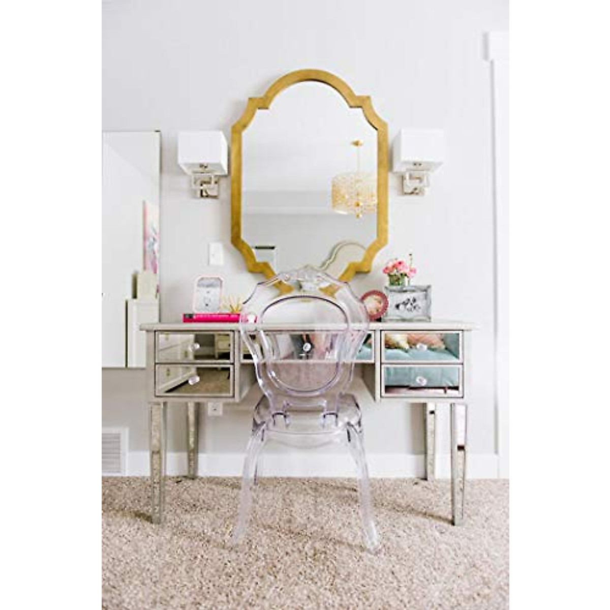 2xhome - Belle Style Ghost Chair Ghost Armchair Dining Room Chair - Armchair Lounge Chair Seat Higher Fine Modern Designer Artistic Classic Mold (Clear Bella X2)