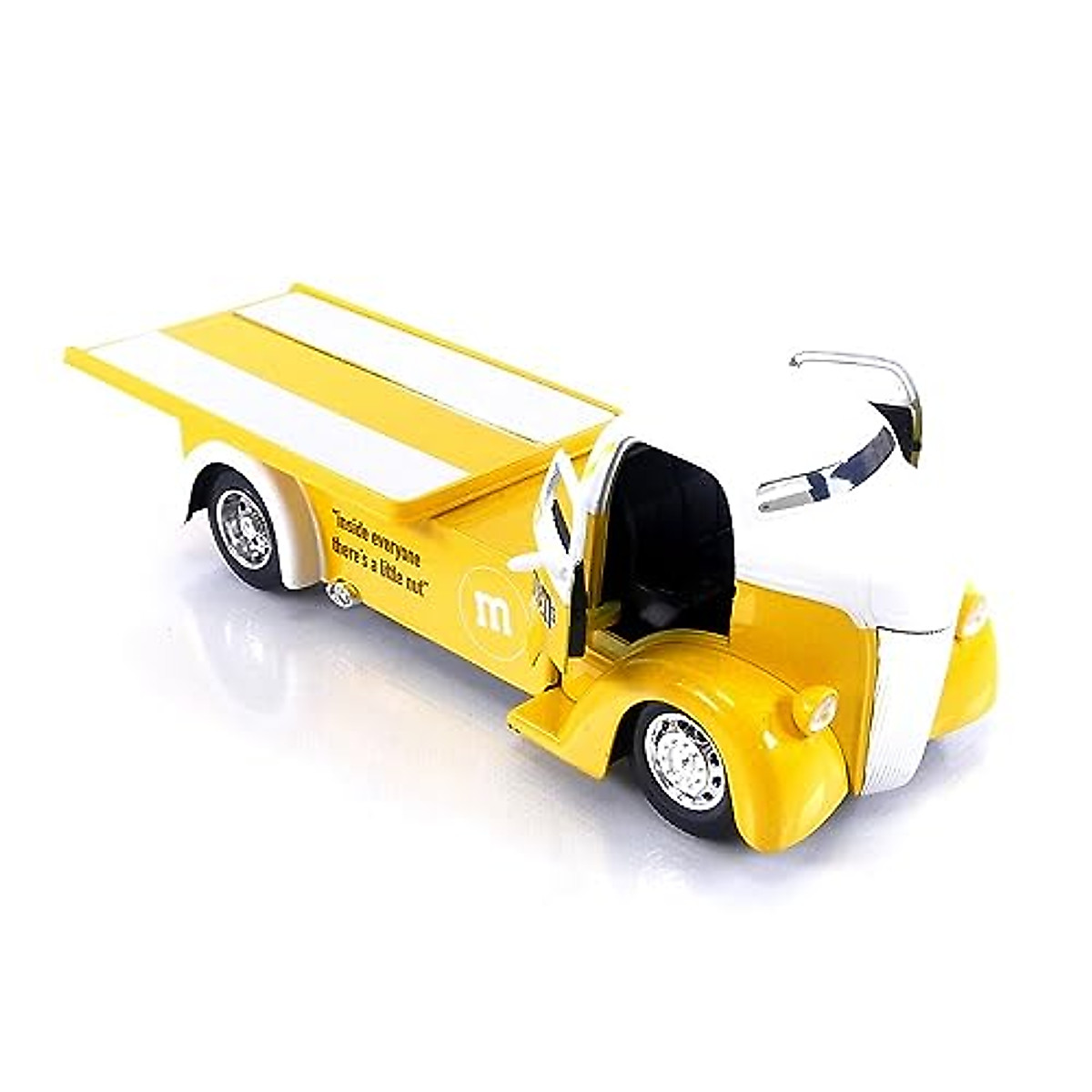 M&M's 1:24 1947 Ford COE Flatbed Die-cast Car & 2.75" Yellow Figure, Toys for Kids and Adults