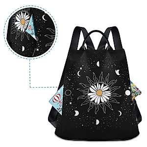 ALAZA Daisy Flower Sun Moon Backpack Purse for Women Anti Theft Fashion Back Pack Shoulder Bag