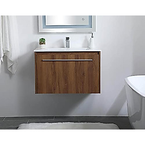 Elegant Kitchen and Bath 30 inch Single Bathroom Floating Vanity - Walnut Brown