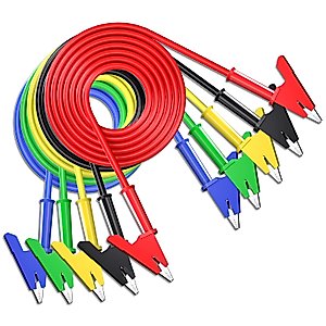 Goupchn 5PCS Alligator Clips Test Leads Dual Ended Crocodile Wire Cable with Insulators Clips Test Flexible Copper Cable for Electrical Testing 3.3ft/1m
