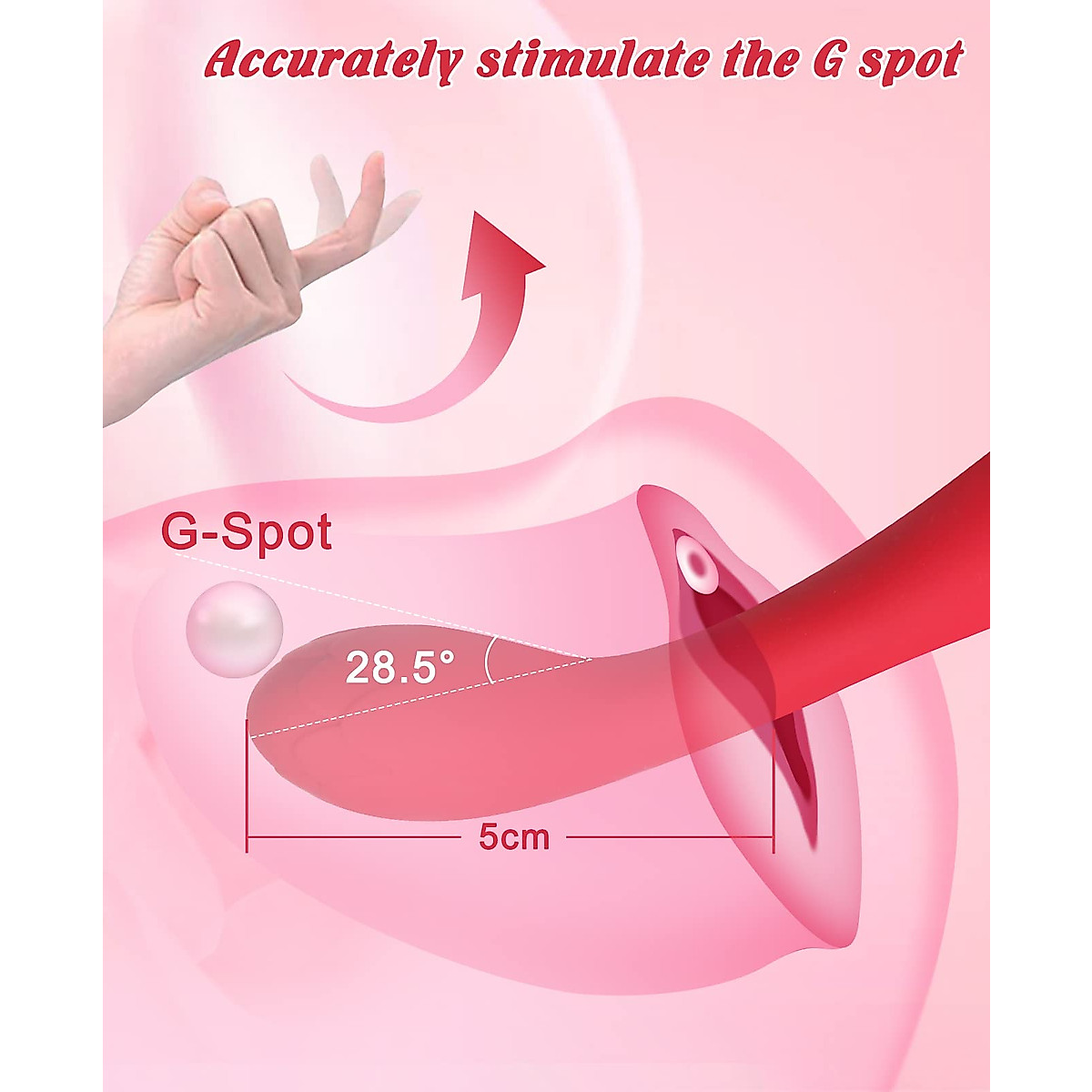 Alovegarden Clitoral G-Spot Powerful Rose Vibrator, Waterproof Dildo Clit Stimulator with 10 Vibration Modes, Softer and Flexible Sex Toy for Women, Clitoral Vibrator (Red)