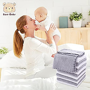 Ease Cubs 10 Pack Ultra Soft Burp Cloths for Baby and Newborn, 20" by 10" White and Grey
