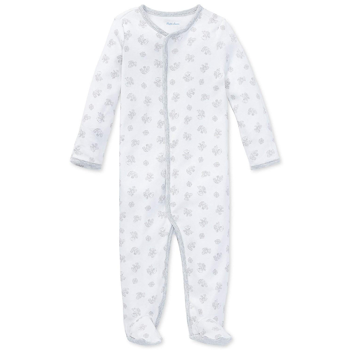 Ralph Lauren Baby Boy/Girl Neutral Print Cotton Jersey Coverall Paper White Multi (Newborn)