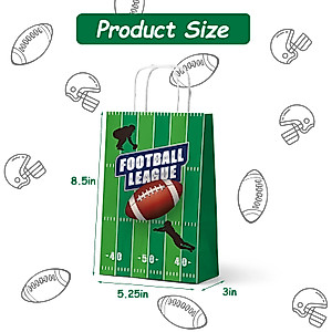 WEEPA Super Bowl 16 Pack Football Gift Bags Football Party Candy Favor Bags, with Handles Sport Party Gift Bags Great for Kids Football Themed Birthday Party, Super Bowl Party Supplies (Football)