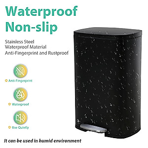 13 Gallon Trash Can Kitchen Garbage Can Stainless Steel Trash Can,Garbage Can 13 Gallon Tall Kitchen Can With Lid,Trashcans For Kitchens Touchless Trash Can Outdoor Trash Can For Patio(Black)