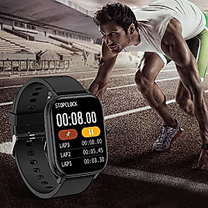 TORJALPH Smart Watch for Men Women Compatible with iPhone Samsung Android Phone 1.69 inch Full Touch Screen IP68 Waterproof Bluetooh Fitness Tracker Heart Rate / Sleep Monitor, Black