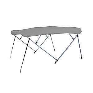 STOPBYUS 7.6 oz Gray 4 Bow Square Tube Boat Bimini TOP Without Running Light Cutout Sunshade Compatible for Forest River Millennium 1703 2002