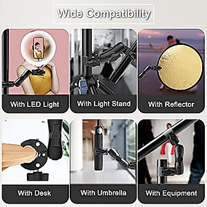 Sequpr Camera Clamp Mount for Gopro, Super Clamp Adapter Double Head Multifunction Holder for Motorcycle, Photography Light Fixture Bracket,Umbrella,Selfie Stick,Reflector