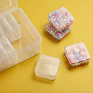 Mathtoxyz Small Bead Organizers, 15 Pieces Plastic Storage Cases Mini Clear Bead Storage Containers Transparent Boxes with Hinged Lid and Rectangle Clear Craft Supply Case