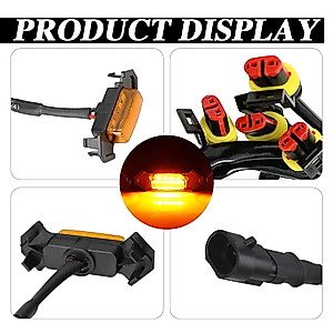 CHRYMUM 4PCS LED Grill Lights, LED Amber Grill Light, Front Grille Bumper Raptor Lamps Car Accessories with Harness, Compatible with 2016-2019 Toyota Tacoma TRD PRO Front Grill