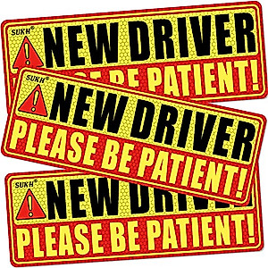 Sukh New Driver Magnet for Car - Student Driver Magnet for Car Boys and Girls New Student Driver Sticker Reflective Safety Signs Reusable Movable 3 Pcs