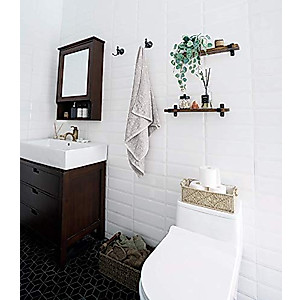 Mkono Wood Floating Shelves Wall Mounted Modern Farmhouse Shelf Decorative Storage Shelving with U Brackets for Bedroom Bathroom Living Room Kitchen Office Set of 2, Brown