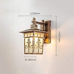 PEHUB Waterproof Outdoor Wall Lamp Courtyard Aisle Lights Villa Balcony Wrought Iron Wall Light Country Lantern Retro Aluminum Exterior Balcony Garden Wall Sconces Decoration Exterior Light Fixture
