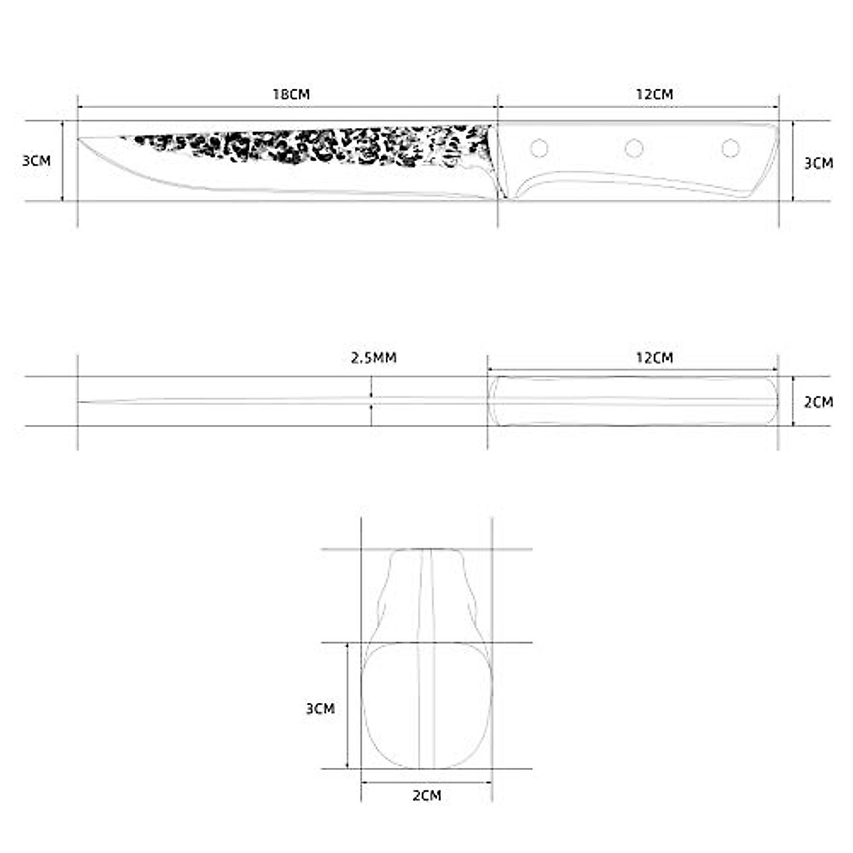 VICUNA Fillet Knife Pointed Boning Knife with Leather Sheath (Straight Boning Knife 7 inch)’