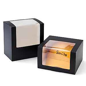 Black Gift Boxes with Window Display Box for Hat, Hat Storage Containter for Baseball Caps, Dad Hat, Billed Cap, Snapbacks & Trucker Cap, Paper Fold Box Packing Box 7.8" x 7.8" x 4.8", 10 Pack