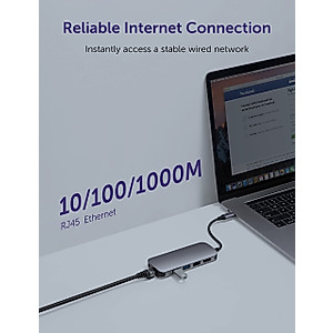 USB C Hub-9 in 1 Portable Space Aluminum Dongle with 4K HDMI, 100W PD Charging, Card Reader, 1000Mbps Ethernet Port for MacBook Air/Pro and More