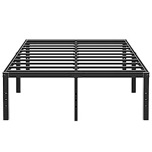 Rooflare Full Bed Frame 18 Inch Tall 9 Legs Max 3500lbs Heavy Duty Metal Full Size Platform for Boys Girls Kids No Box Spring Needed Black Easy to Assemble-Black