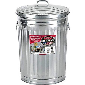 Behrens High Grade Steel 1211 20 Gal Silver Galvanized Steel Trash Can with Lid(Trash Can)