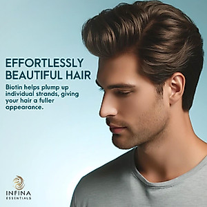 INFINA ESSENTIALS Biotin 2-in-1 Shampoo and Conditioner for Men & Women – Hair Thickening & Strengthening Shampoo with Saw Palmetto, Keratin, Caffeine & Vitamin E – Convenient Daily Use – 16 fl oz