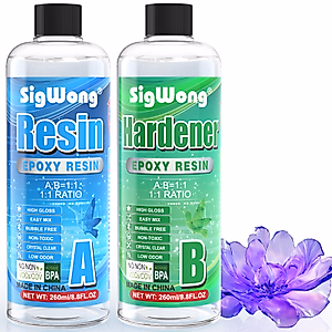 Epoxy Resin Clear Crystal Coating Kit 17.6oz - 2 Part Casting Resin for Art, Craft, Jewelry Making, River Tables, Bonus Gloves, Measuring Cup, Wooden Sticks, Gold Foil Flakes and Tweezers