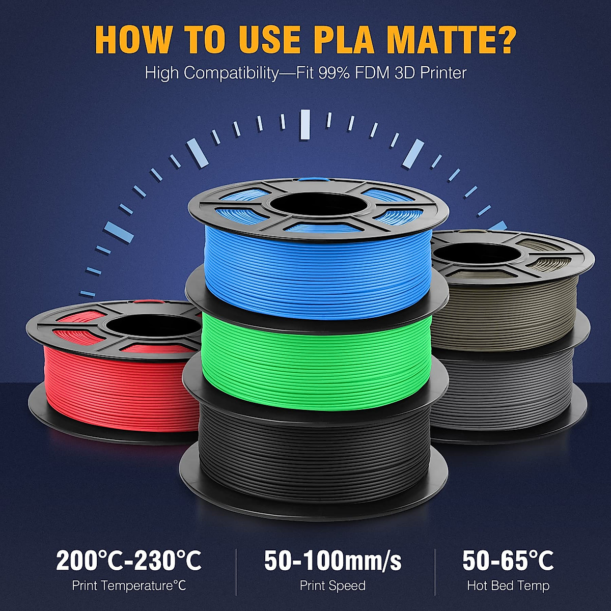 SUNLU 3D Printer Filament PLA Matte 1.75mm, Neatly Wound Filament, Smooth Matte Finish, Print with 99% FDM 3D Printers, 1kg Spool (2.2lbs), 330 Meters, Matte Clay