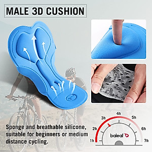 BALEAF Men's 3D Padded Bike Shorts Cycling Underwear MTB Liner Road Biking Bicycle Clothes Blue M