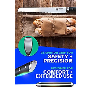 Dalstrong Serrated Bread Knife - 10 inch - Gladiator Series Elite - Forged High-Carbon German Steel - G10 Handle Kitchen Knife - Sheath Included - Razor Sharp Slicer - Slicing Knife - NSF Certified