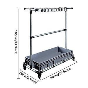 Broom and Mop Organizer Wall Hanging, Movable Commercial Multifunctional Cleaning Cart and Tool Organizer Drain Rack, 41.34x19.69x5.12 Inches Cleaning Cart Put Wet Mops for Garden Garage Organizer