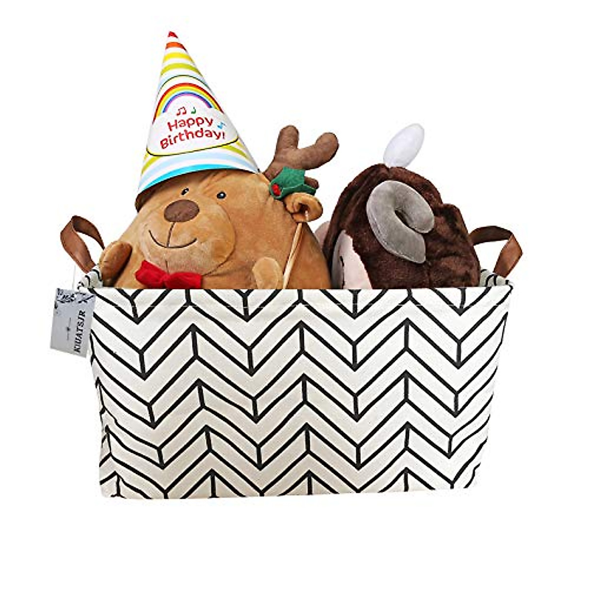 Rectangular Canvas Storage Bins,Waterproof Storage Basket,Collapsible Toy Organizer Bin with Handles for Clothes Storage, Kid's Toy & Book Storage (A Geometric)