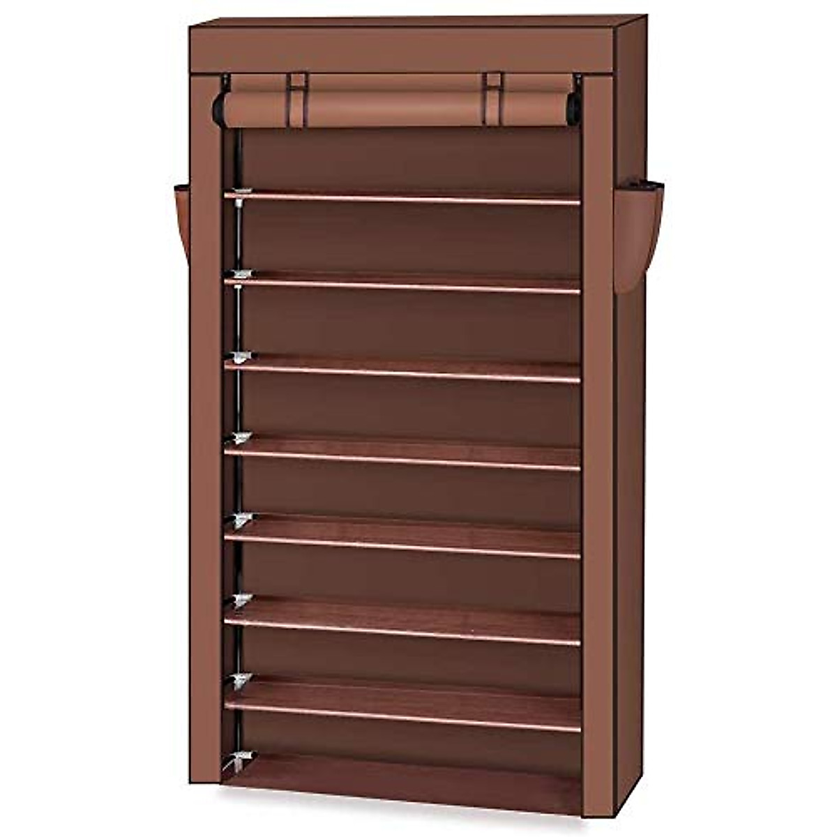 Shoe Storage Cabinet,10 Tiers 45 Pairs Mocha Shoe Rack with Dustproof Cover Organizer (Coffee)