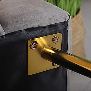 SOFT ASS Modern Fashion Velvet Storage Bench Upholstered Footrest Ottoman with Gold Metal Legs for Living Room Bedroom Home Office - Dark Grey