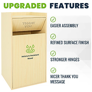 Alpine Restaurant Trash Can Cabinet with Tray Holder - Thank You Trash Can, Commercial Trash Can 40 Gallon Garbage Can Cabinet for Restaurants, Cafeterias (Oak)
