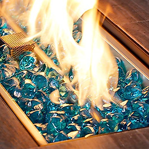 BALI OUTDOORS Propane Fire Pit 60,000 BTU Gas Fire Pit Table with Ceramic Tile Tabletop, Rectangle Gas Firepit Table for Garden/Patio