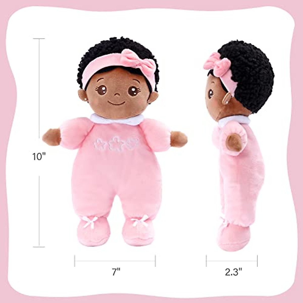 OUOZZZ Soft Black Baby Dolls for Girls - First African American Baby Dolls Multicultural Plush Rag Doll Sleeping Cuddle Buddy Doll Toy for Kids 10"