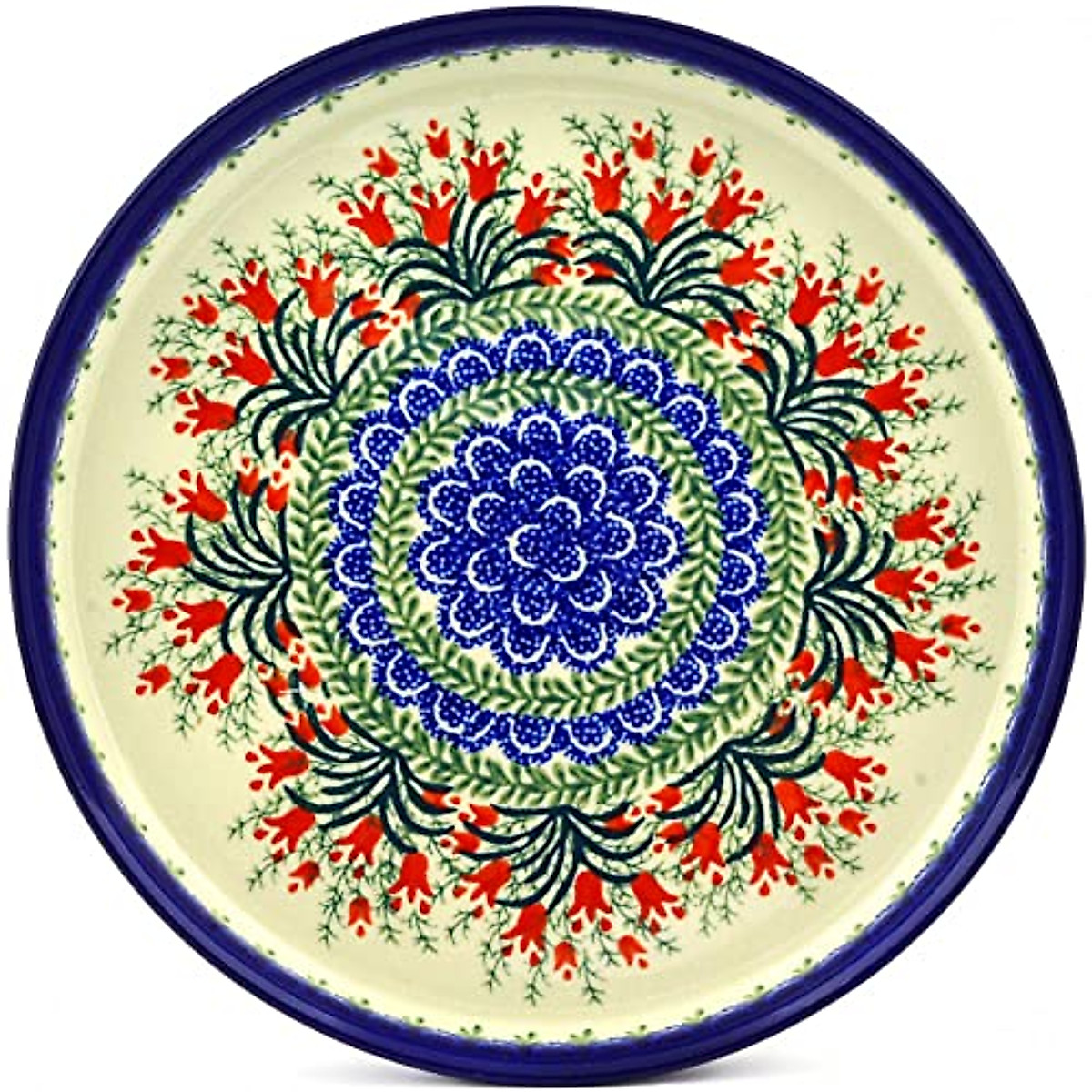 Polish Pottery Cookie Platter 10-inch Sprouting Tulips